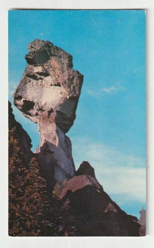 Vtg Postcard Teetering Rock Alaska Highway Rock formation mountaineer ...