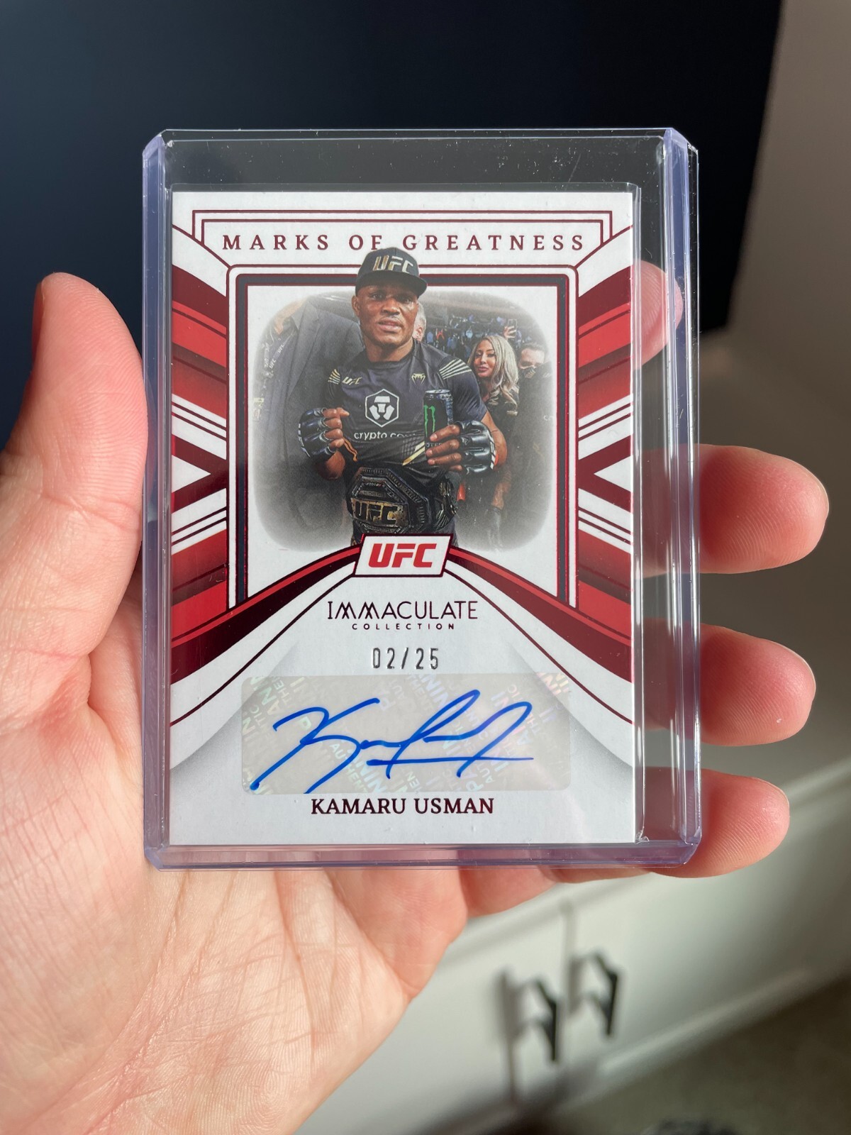 Kamaru Usman Marks Of Greatness Auto Red /25 - 2023 Panini Immaculate ...