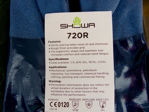 SHOWA Atlas 720 Chemical Resistant Nitrile Glove - Small | eBay