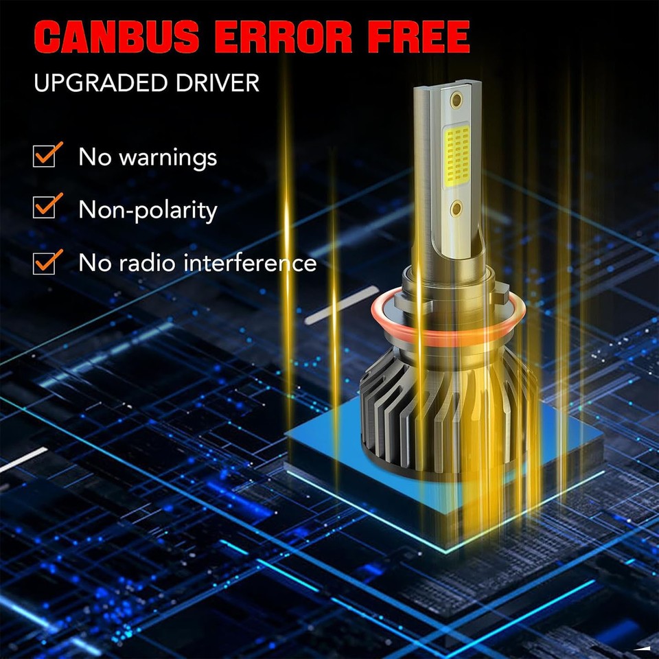 9005+9006 LED Combo Headlights Kit High And Low Beam Bulbs 12000K White ...