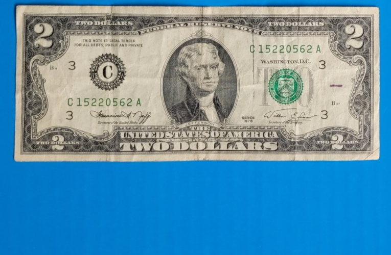 C, year 1976, Two-dollar bill, $2 US real money, bank note, hole | eBay