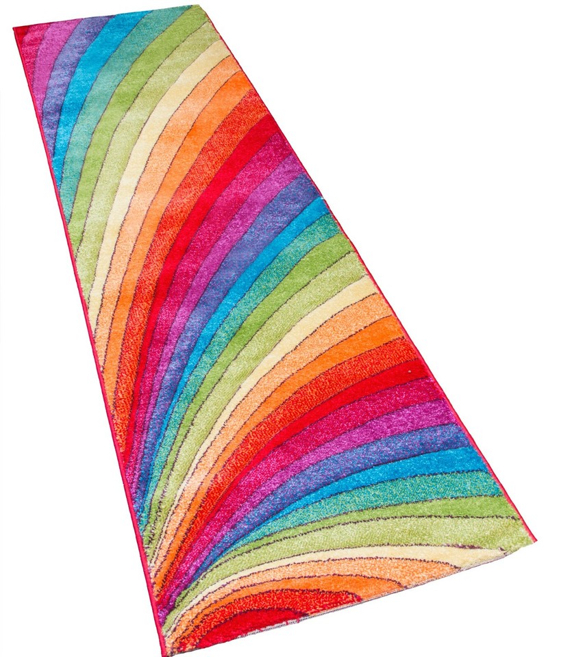 Multi Coloured Rugs Runners Carpet Rainbow Design Mat Hand Carved ...