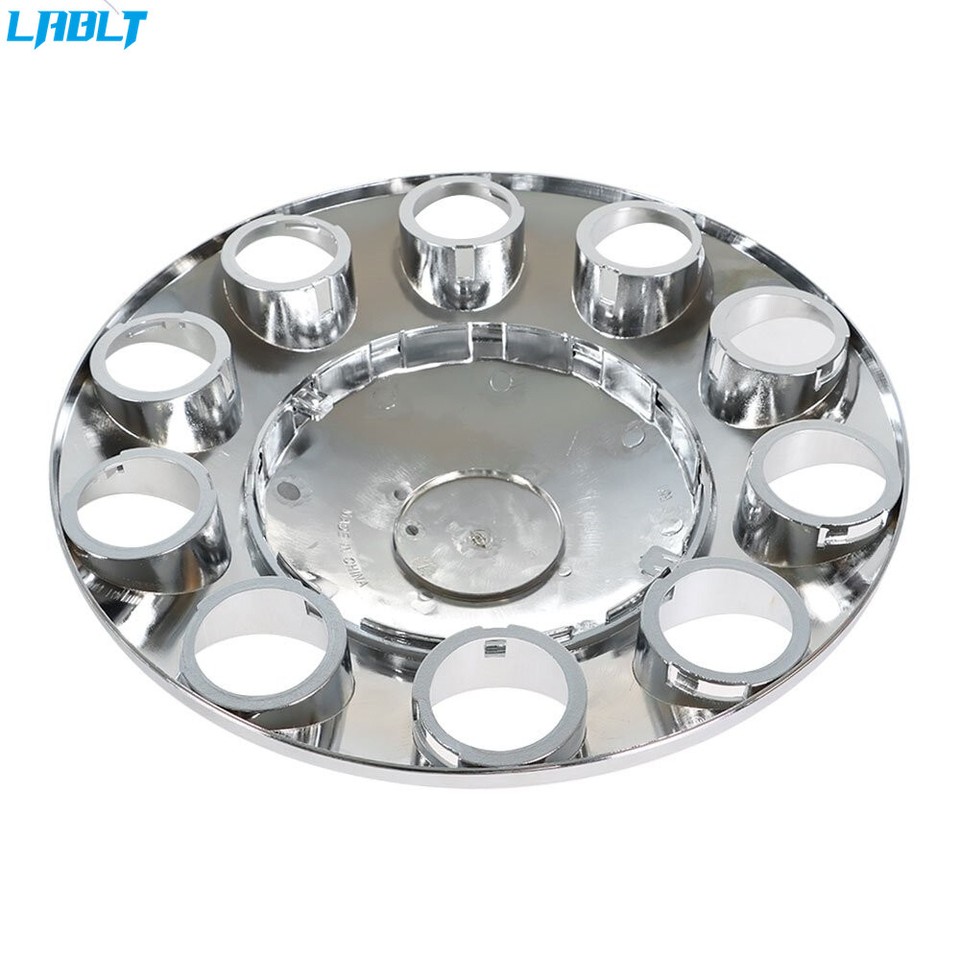 LABLT Chrome Hub Cover Semi Truck Wheel Kit Axle Cover Lug Front & Rear ...