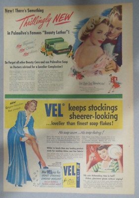 Vel Soap Ad: Cleans Stockings ! Sexy Pantyhose Image! 1940's Size: 11 ...