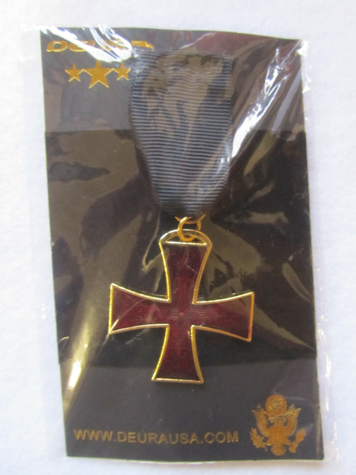Red Knight's Templar Cross w/ Ribbon-Brass and Enameling Medieval Medal ...