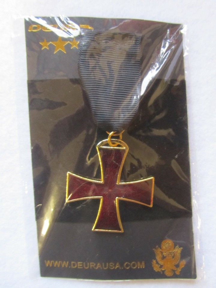 Red Knight's Templar Cross w/ Ribbon-Brass and Enameling Medieval Medal ...