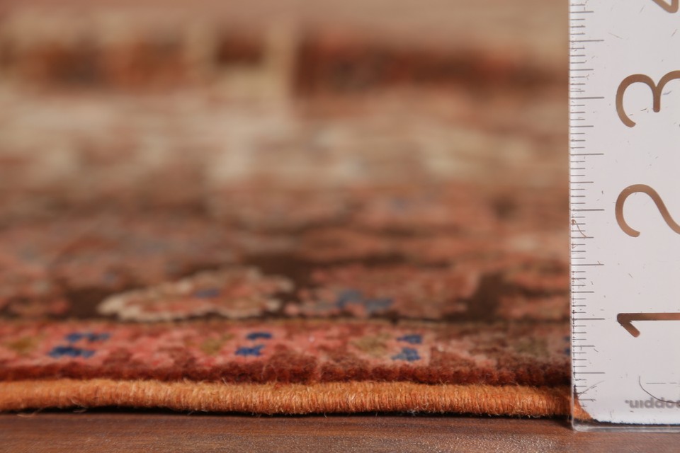 Rust/ Dark Brown Hand-Knotted Wool Vintage Heriz Dining Room Area Rug ...