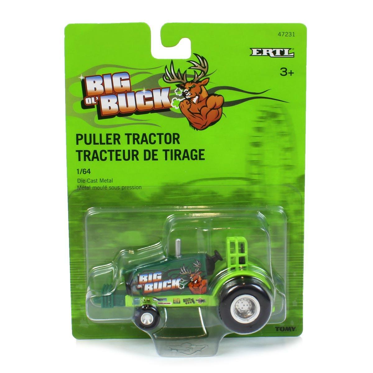 NEW! 1/64 Ertl Big Buck Green And Yellow Die-Cast Pulling Tractor