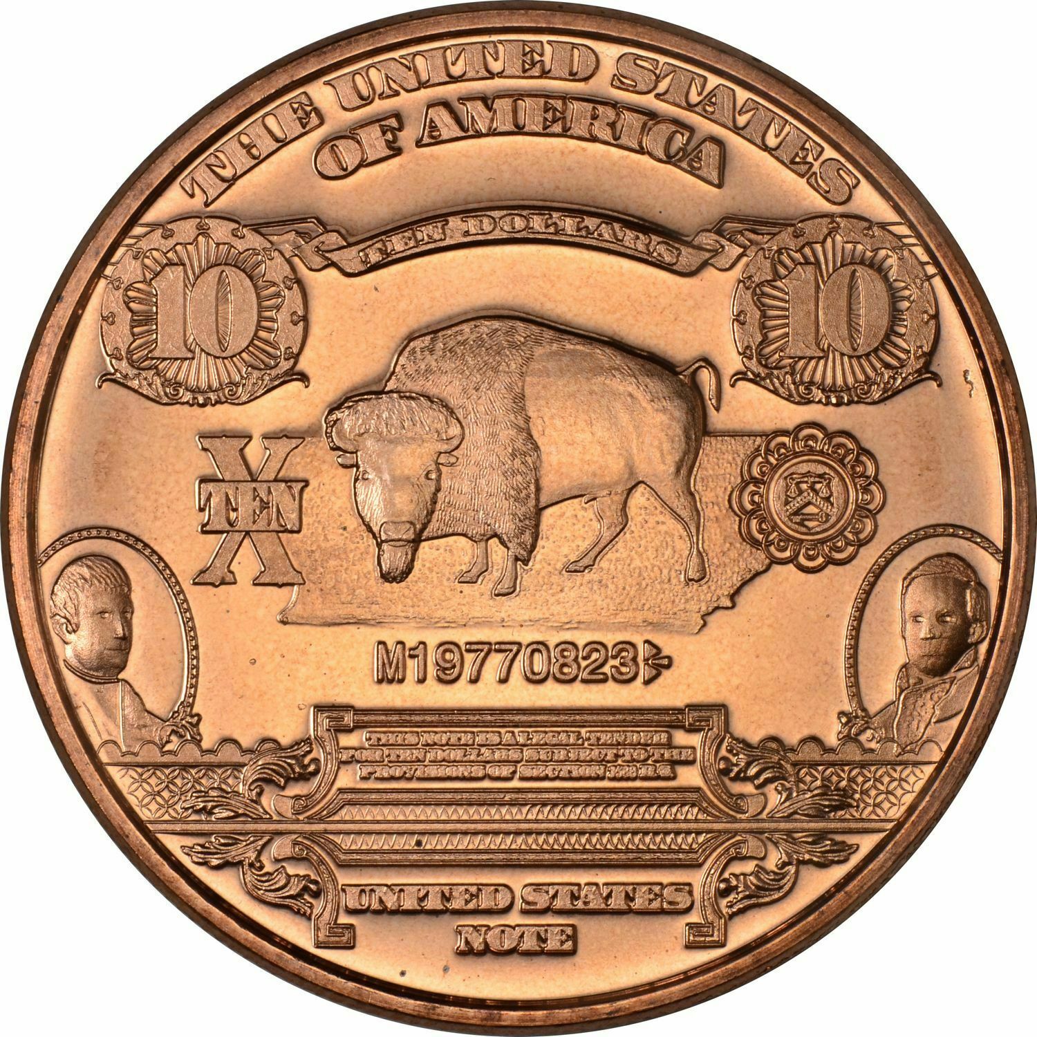 1 oz Copper Round - $10 Bison Note | eBay
