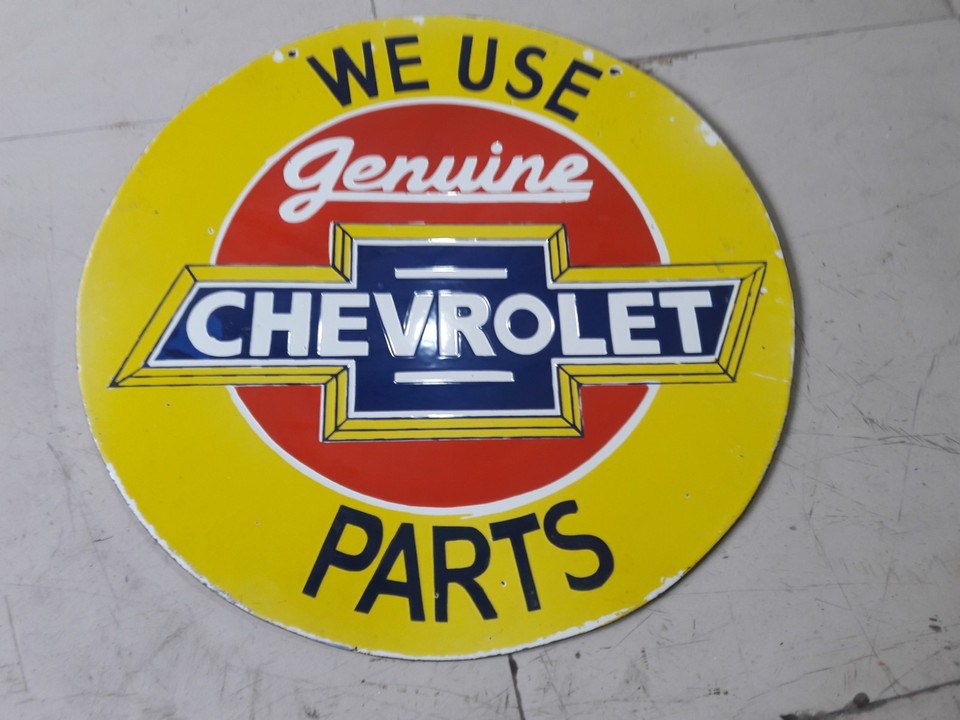CHEVROLET PARTS PORCELAIN ENAMEL SIGN SIZE 30" INCHE DOUBLE SIDED | eBay