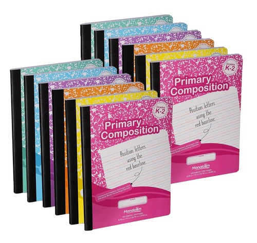 Primary Composition Notebook K-2 12 Pack 100 Sheets 9.75x7.5 Ruled ...