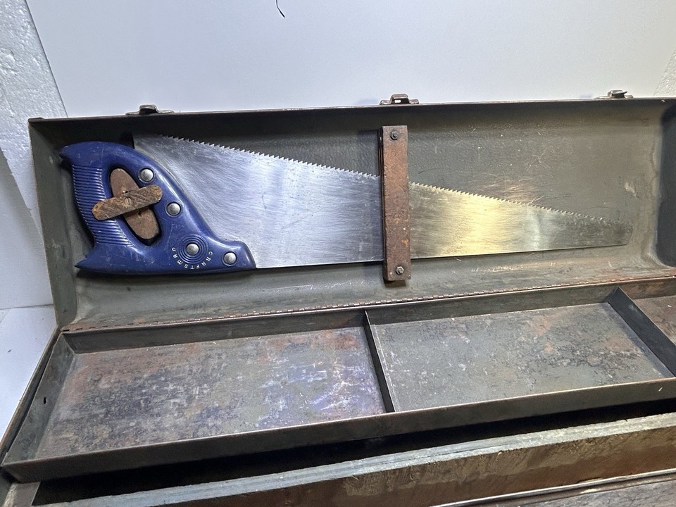 Craftsman 30" Carpenters Metal Tool Box Chest 1950’s/ 60’s With Saw And ...