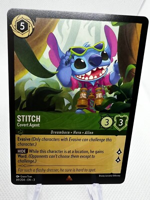 Stitch - Covert Agent 2024 Lorcana Into the Inklands 89/204 Rare Non ...