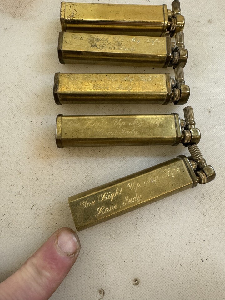Vtg.Lot Of 5 Casablanca Brass Cigarette Lighter W Hidden Compartment ...