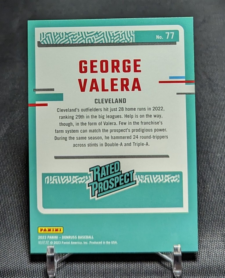 George Valera Rated Prospect Rookie Card 2023 Donruss #77 Cleveland ...