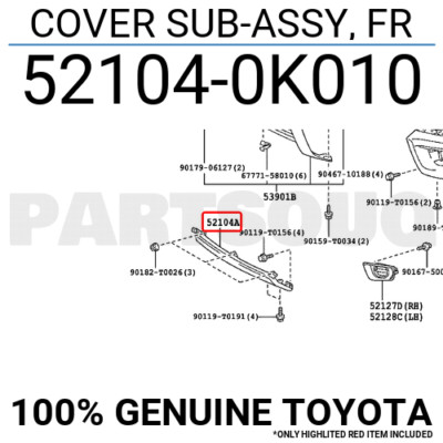 521040K010 Genuine Toyota COVER SUB-ASSY, FR 52104-0K010 | eBay