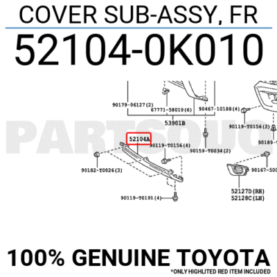 521040K010 Genuine Toyota COVER SUB-ASSY, FR 52104-0K010 | eBay