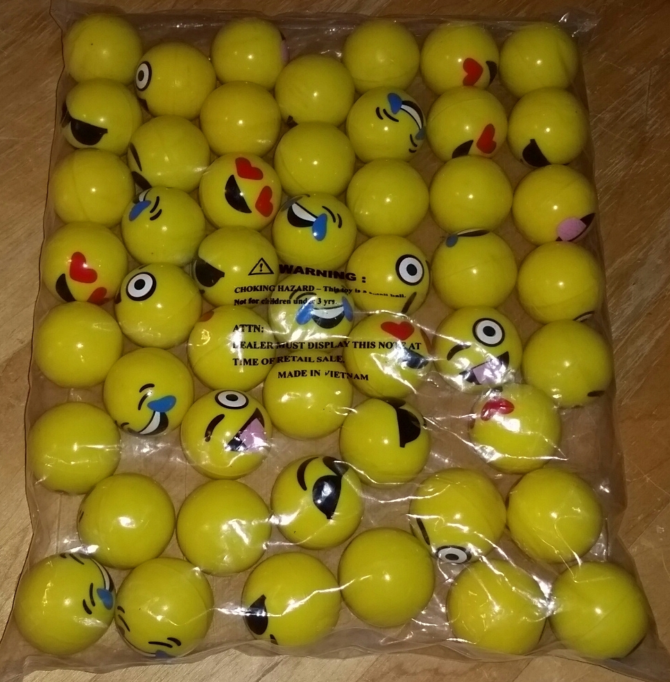 50 Emoji 45mm 1.75" Superballs High Bouncing Super Balls For Bulk ...