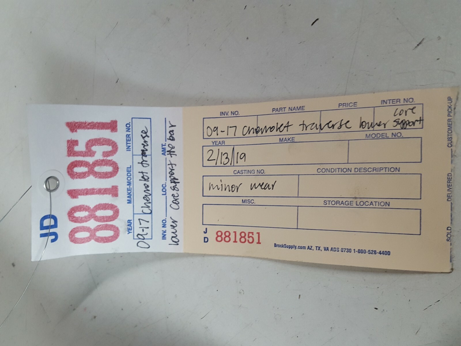 2009-2017 CHEVROLET TRAVERSE LOWER RADIATOR CORE SUPPORT TIE BAR ...