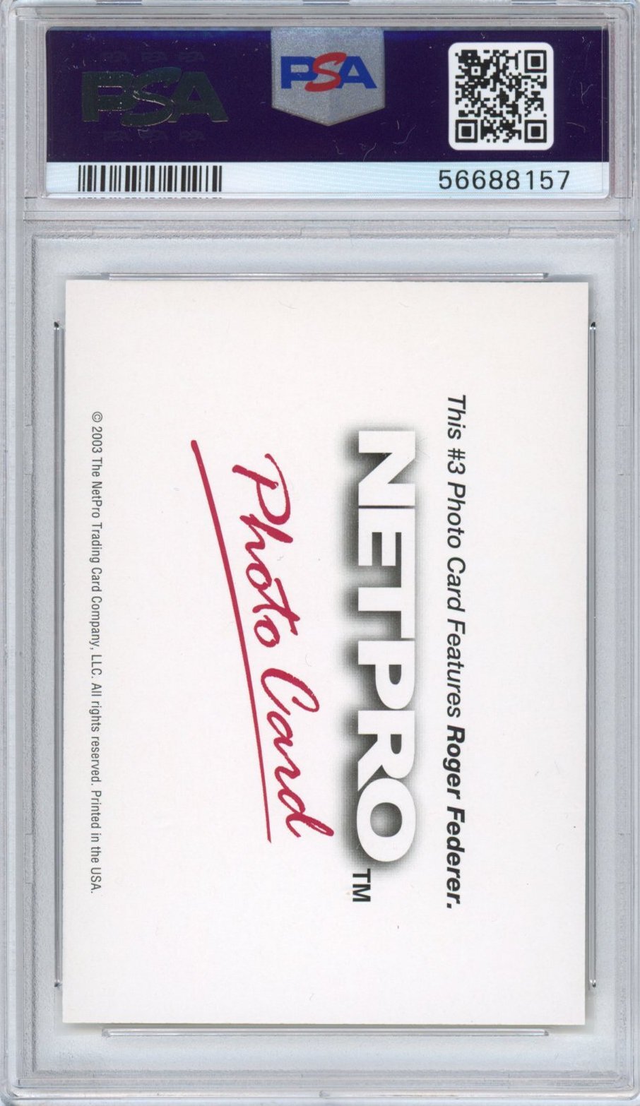 Graded 2003 Netpro Elite Roger Federer #3 Photo Rookie RC Tennis Card ...