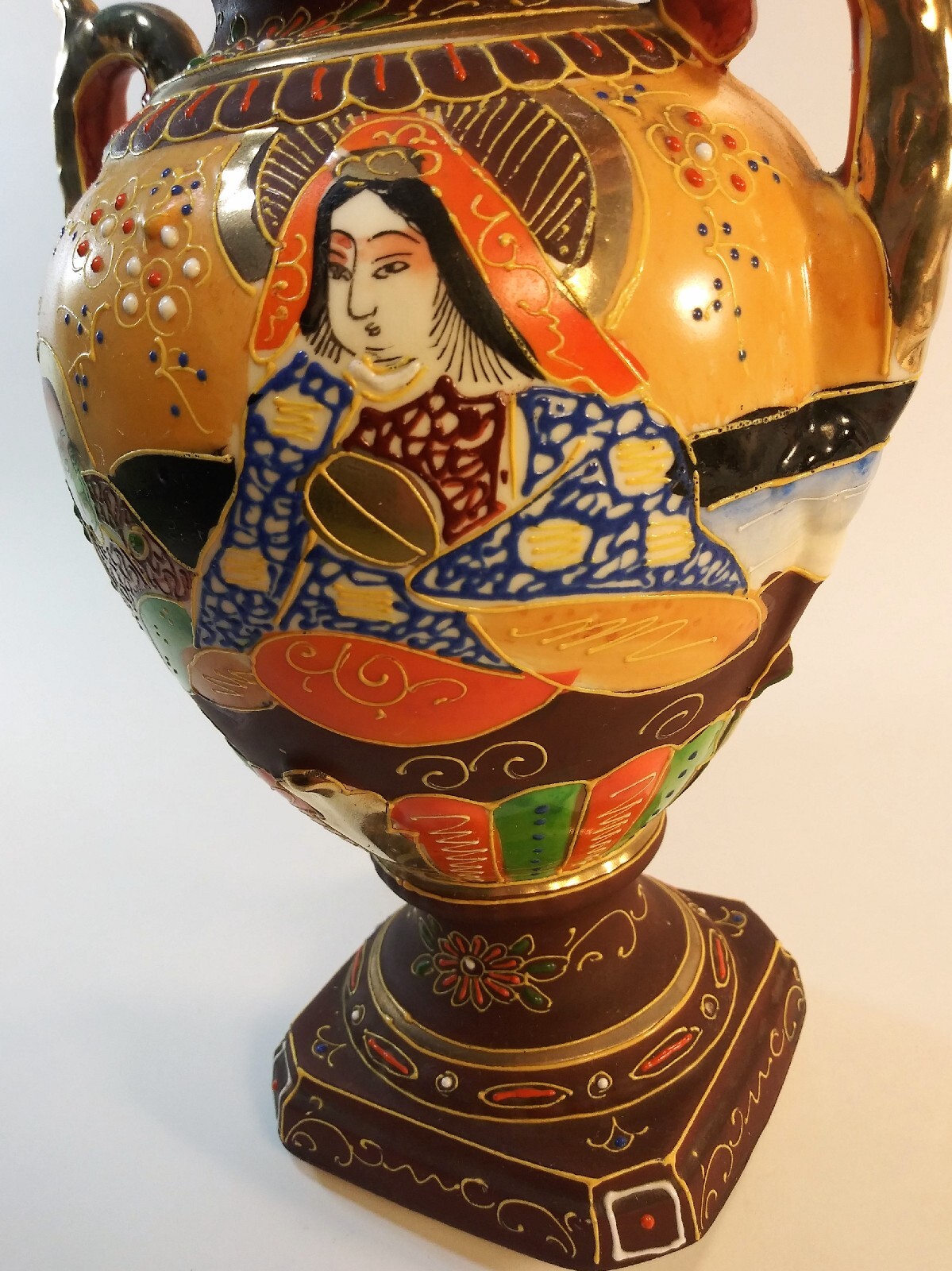 VTG SATSUMA MORIAGE Double Handle VASE/ URN/ JAR Gold Guilded With Lid Japan | eBay