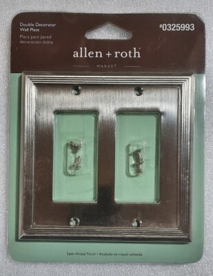 Allen + Roth Double Decorator Wall Plate Satin Nickel Metal Rocker ...