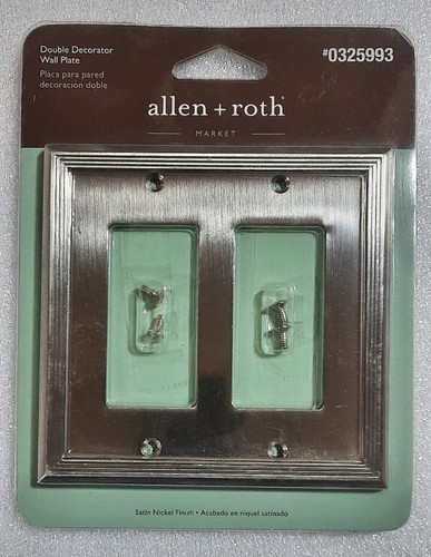 Allen + Roth Double Decorator Wall Plate Satin Nickel Metal Rocker ...