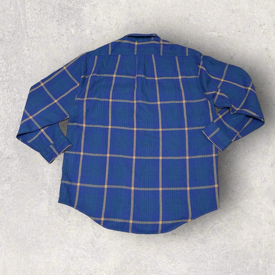 NORTHWEST BLUE Vintage Plaid Blue Green Yellow Flannel Shirt Size XLT ...