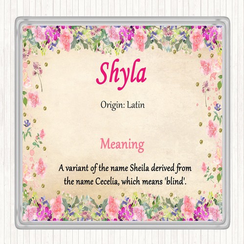 Shyla Name Meaning Drinks Mat Coaster Floral | eBay