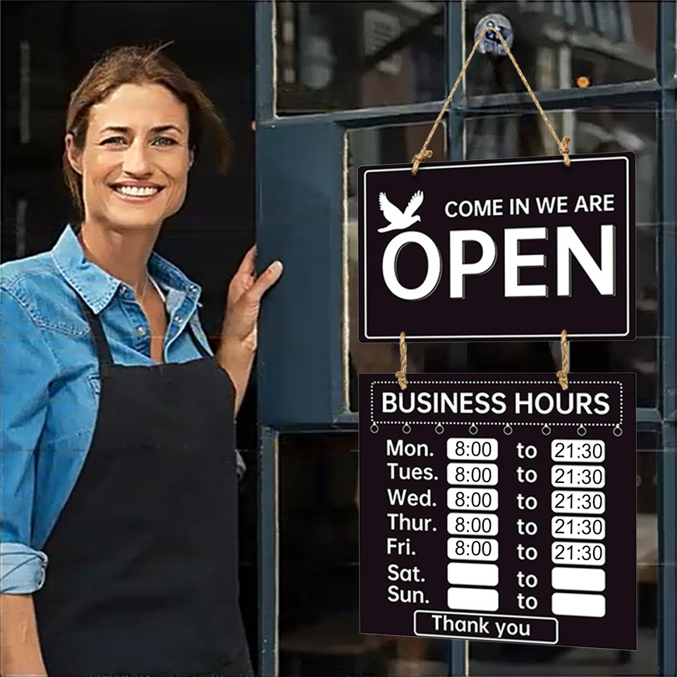 Business Hours Door Sign Shop Opening Hours Open Closed Window Notice ...