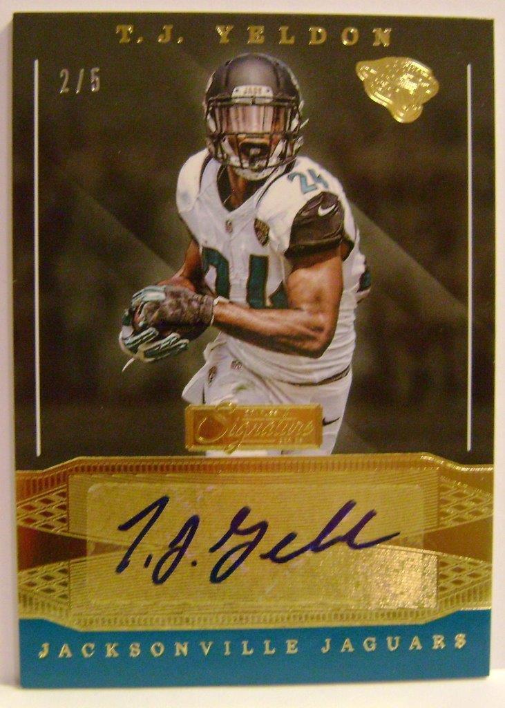 T.J. YELDON /5 AUTO GOLD AUTOGRAPH DONRUSS SIGNATURE SERIES FOOTBALL ...