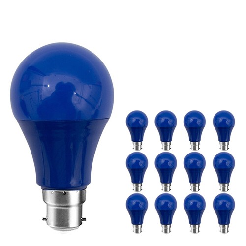 12 Pack B22 Bayonet LED Lamp Bulbs Pear A60 7W Blue Bulb for Home Stage ...