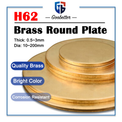 H62 Solid Brass Discs Blanks Thick 0.5mm 1mm~3mm Metal Round Sheets Dia ...
