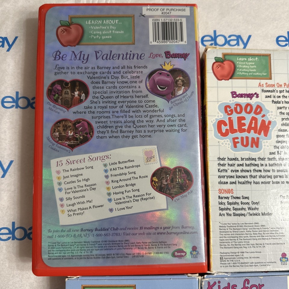 Barney VHS Lot 4 Good Clean Fun, Oh Brother! She’s My Sister, Kids For ...