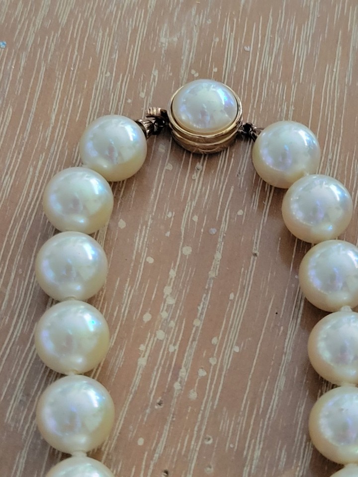 12MM BEAUTIFUL MAJORCA PEARLS HAND KNOTTED 16" STERLNG GOLD PLATED ...