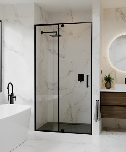 Adjustable 850mm-950mm SEMI FRAMELESS Shower Screen 304 S.STEEL Frame ...