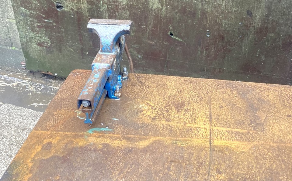 Steel HD Work Bench 10mm Plate Top 150x110x90 High +Lge Quick Release ...
