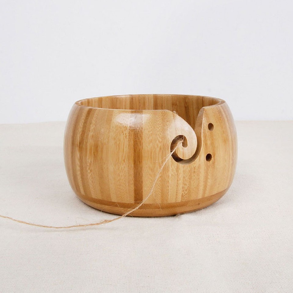 Yarn Storage Bowl Bamboo Crochet Wool Organizer Wool Storage Bowl with ...