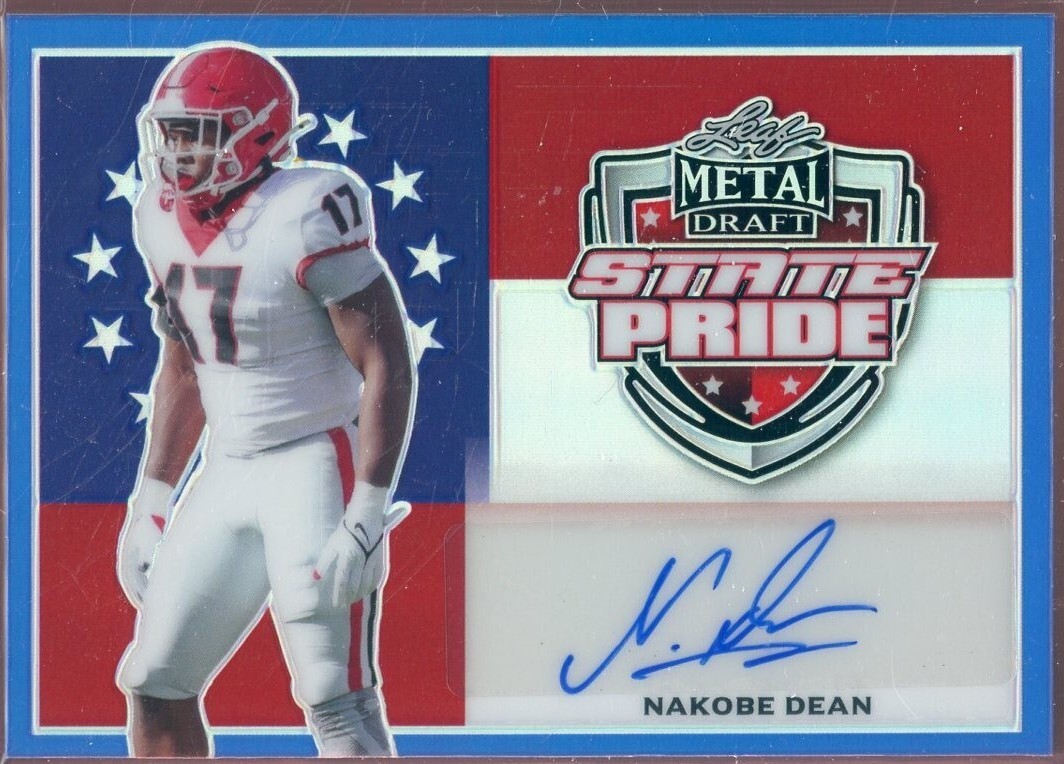 2022 Leaf Metal Draft - State Pride Autographs Nakobe Dean #SP-ND1 Blue ...