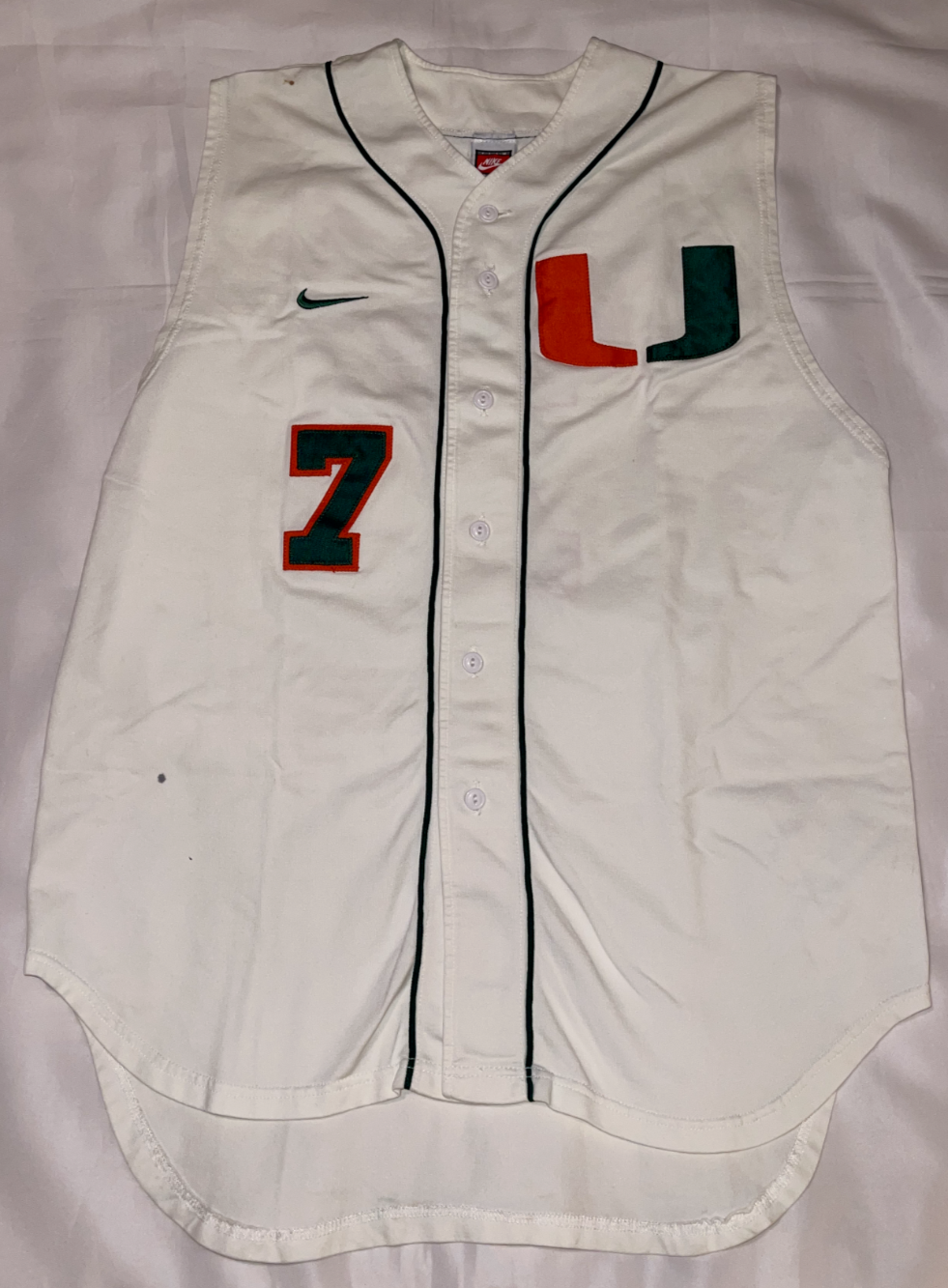 Brian Walker "Game-Used" University Of Miami Sleeveless Nike #7 ...