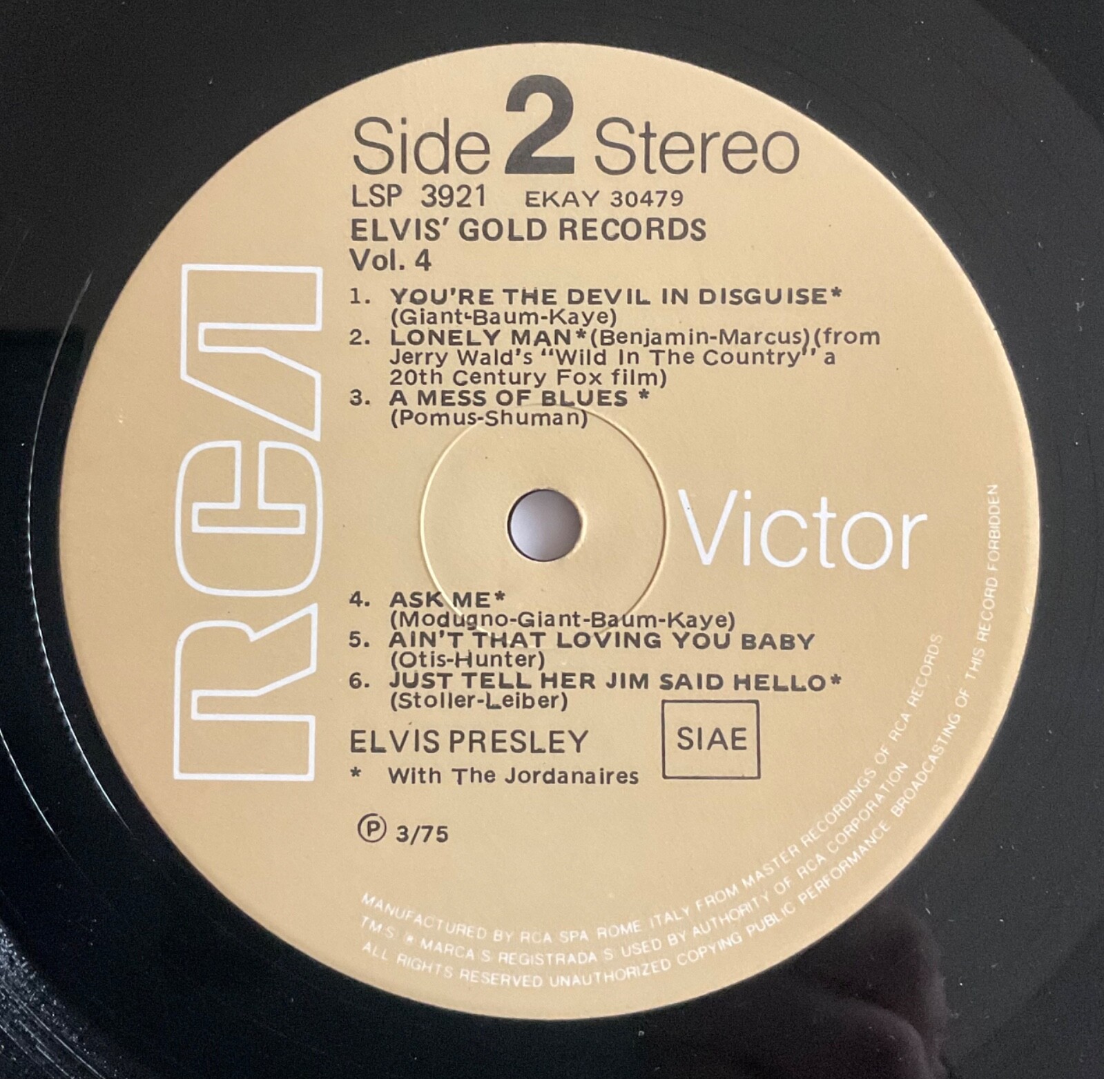 Elvis Presley LP Elvis’ Gold Records Volume 4 (Tan Label) (RCA, Italy ...
