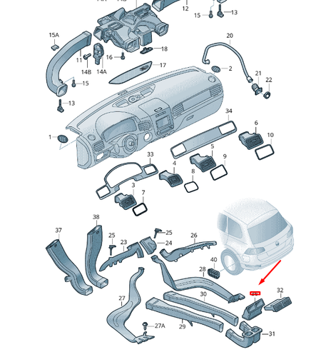 VW TOUAREG 7P MK2 CONSOLE REAR AIR VENT INTERMEDIATE PIECE 7P6819240 | eBay