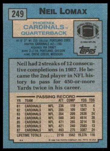 1988 TOPPS NEIL LOMAX . PHOENIX CARDINALS #249 | eBay