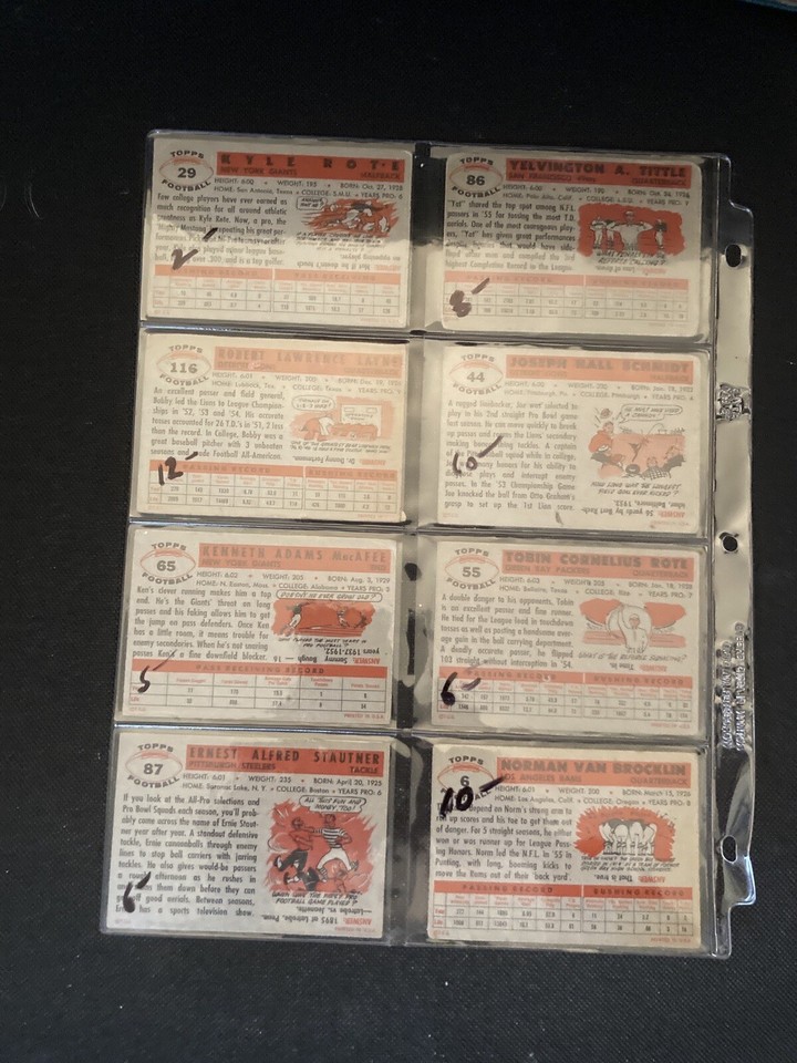 1956 Detroit Lions v San Francisco 49ers Niners Kezar Lot 8 Topps ...