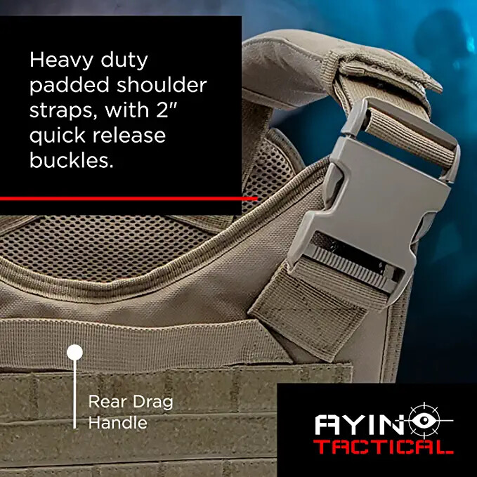 Adjustable Plate & Magazine Chest Rig Vest, MOLLE EDC Vest, Coyote ...