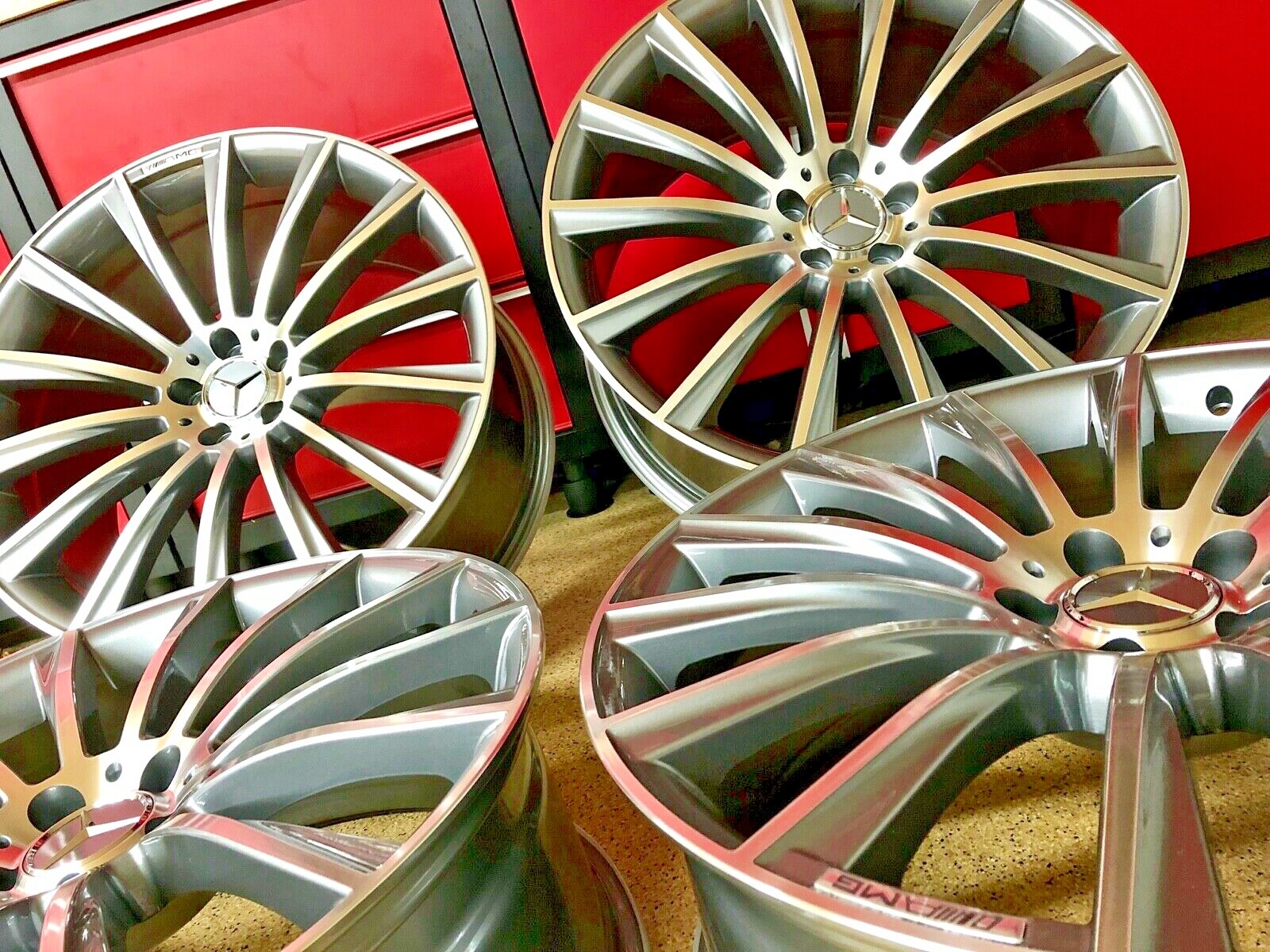 MERCEDES 20 INCH GUNMETAL RIMS WHEELS SET4 NEW 20/8.5 20/9.5 SL550 ...