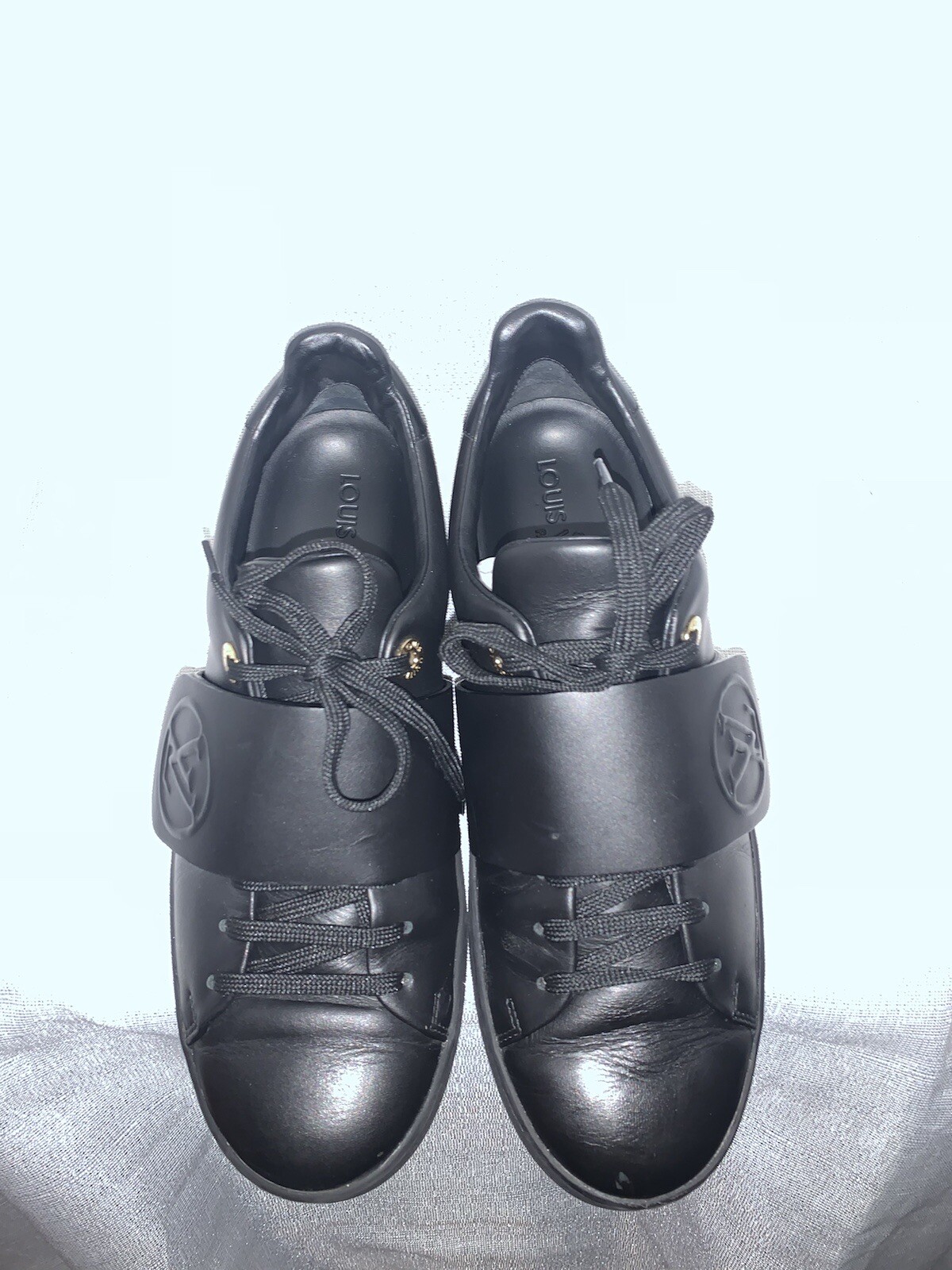 Louis Vuitton LV Black Leather Front Row Tennis Kicks… - Gem