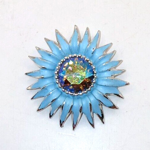 Weiss Blue Flower Rhinestone & Enamel Pin Brooch Dahl… - Gem