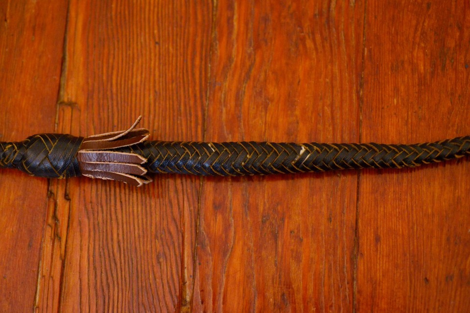 Vintage Braided Leather Whip Flogger Brown Riding Crop Small | eBay