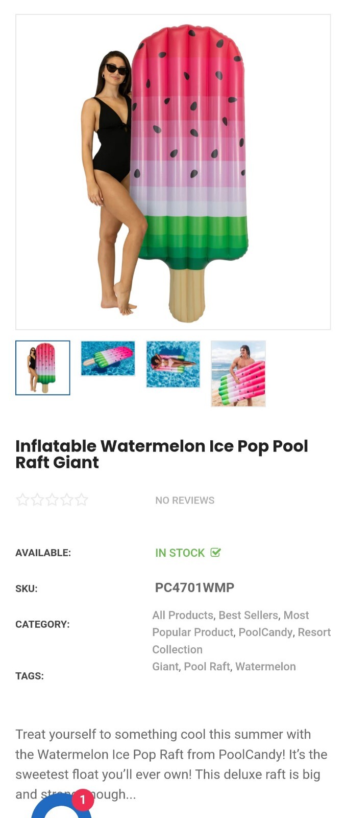 PoolCandy+Watermelon+Ice+Pop+Giant+Pool+Raft+Float+71%22+Ages+6 for ...